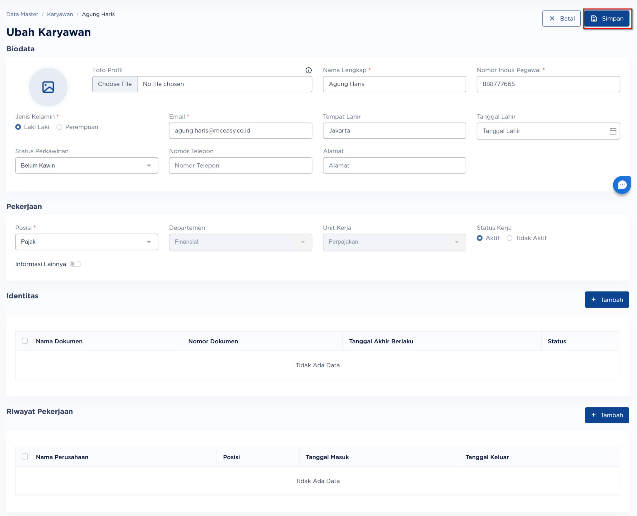Data Master Karyawan | kb.mceasy.com